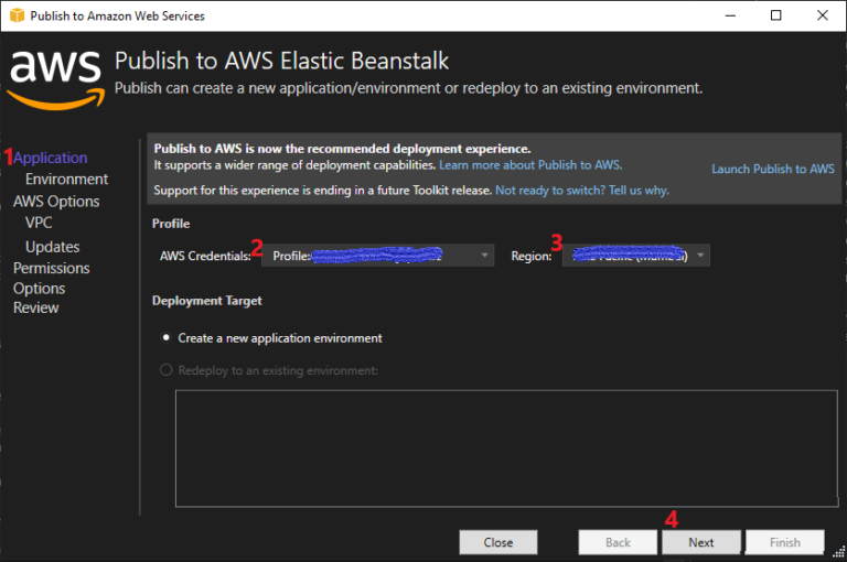 How to deploy .NET 6 application in Elastic beanstalk from visual studio