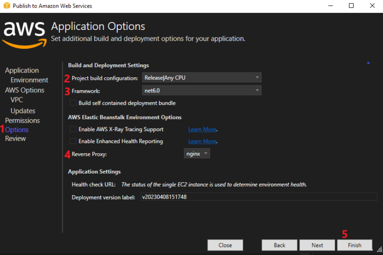 How to deploy .NET 6 application in Elastic beanstalk from visual studio